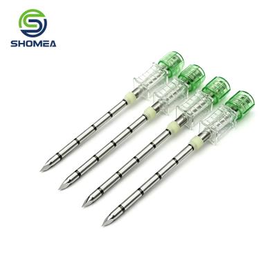China SHOMEA Medical Grade Stainless Steel Coaxial Biopsy Needle with Green Luer Lock Hub & Depth Markings for sale