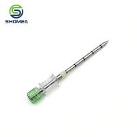 China SHOMEA Medical Grade Stainless Steel Coaxial Biopsy Needle with Green Luer Lock Hub & Depth Markings for sale