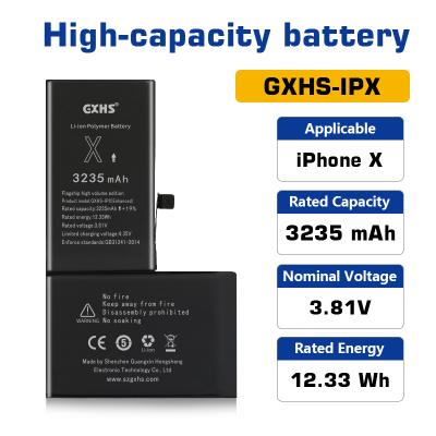 China High-capacity replacement battery for iPhone X with 3235mAh capacity and cycle life exceeding 500 times for sale