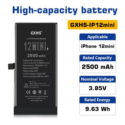 China 2500mAh iPhone 12 mini battery with 500+ recharge cycles and manufacturer origin for reliable replacement for sale
