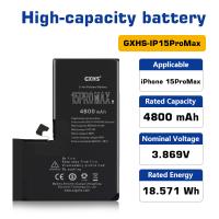 China 4800mAh High-Capacity Lithium-ion Replacement Battery For iPhone 15 ProMax with OEM/ODM Customization and 500 Recharge Cycles for sale