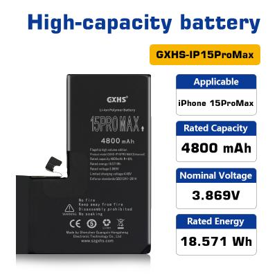 China 4800mAh High-Capacity Lithium-ion Replacement Battery For iPhone 15 ProMax with OEM/ODM Customization and 500 Recharge Cycles for sale