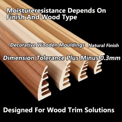 China Decorative Wooden Mouldings Natural Finish Dimension Tolerance Plus Minus 0.3mm Custom Sizes Available for Wood Trim Solutions for sale