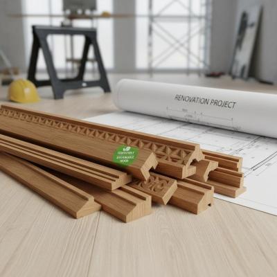 China Decorative Wooden Mouldings Baseboard 8ft 10ft Custom Lengths Sustainable Oak Pine Maple Cherry for sale