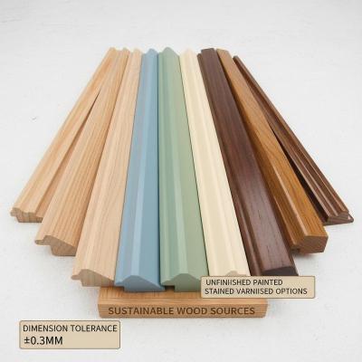 China Customizable Decorative Wooden Mouldings ±0.3mm Tolerance Sustainable Wood Unfinished Painted Stained Varnished Options for sale