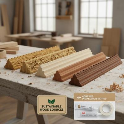 China Decorative Wooden Mouldings Oak Pine Maple Cherry Walnut Sustainable Wood 1-6 Inch Width for sale