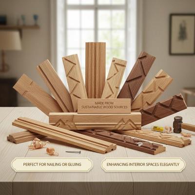 China Decorative Wooden Mouldings 8 Feet Smooth Texture for Nailing or Gluing Interior Trim for sale