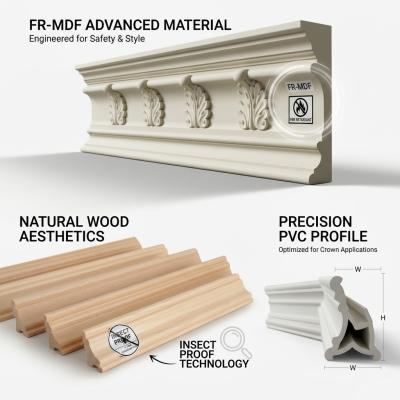 China Pre-finished Ceiling Cornice Moulding Factory Finished Wood Effect Luxury Ceiling Decoration for sale