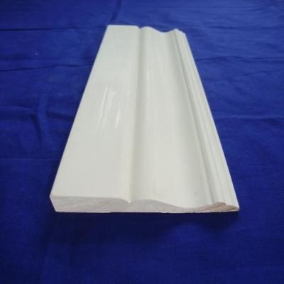 China White Primed Wood Baseboard Molding - Kiln Dried 10-13% MC, Custom Sizes 14-300mm Width for sale