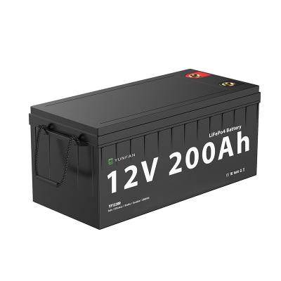 China 12.8V 200Ah Residential Lithium Ion Battery LiFePo4 Rechargeable Battery Pack ABS Black for sale
