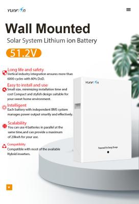 China Wall Mounted LiFePO4 Battery 200Ah 48V 9.6KWh Residential Energy Storage System for sale