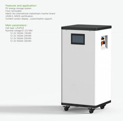 China CE Certified 48V 51.2V 300Ah Floor Removable LFP Battery Energy Storage System for sale