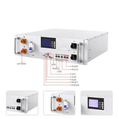 China 51.2V 50Ah LiFePO4 Battery Rack Mounted 2.56kWh Home Energy Storage System RS485 for sale