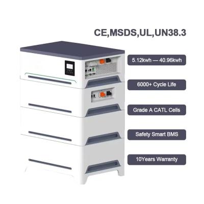China 51.2V 100Ah LiFePO4 Stacked Solar Energy Storage Battery with BMS for Home Backup for sale
