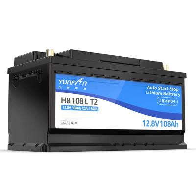 China LiFePO4 Car Start Stop Battery 12V 108AH 1360A CCA 3000 Cycles Auto Starting Battery for sale