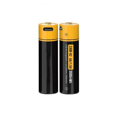 China USB Rechargeable Lithium Ion AA Battery 1.5V 2500mAh Micro USB Fast Charging Cylindrical Cell for sale