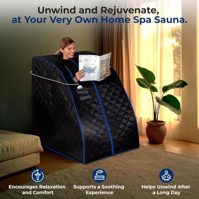 China Portable Home Sauna 1600W Dual Ceramic Heater with 100kg Foldable Chair and PU Cover for sale