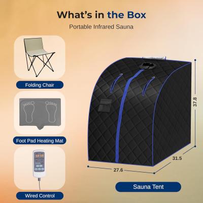 China Portable Sauna Kit 700W Carbon Heating Footpad Foldable Chair Handheld Control Multiple Colors Home Spa for sale