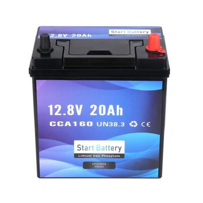 China 12V 20Ah LiFePO4 Starting Battery 4000+ Cycles Bluetooth Marine Car RV Lithium Cranking Battery With Smart BMS for sale