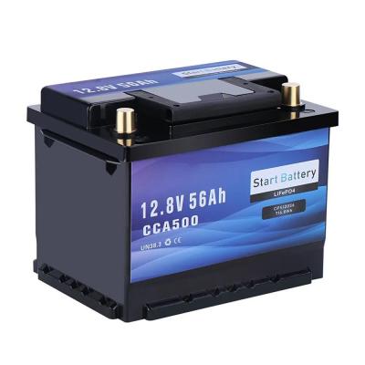 China 12V 56Ah LiFePO4 Starting Battery 500CCA Bluetooth Marine RV Truck Lithium Battery With Smart BMS for sale