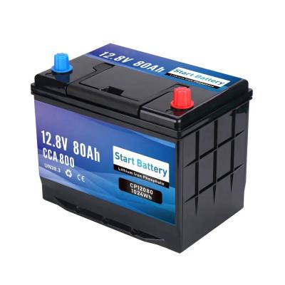 China 12V 80Ah LiFePO4 Deep Cycle Starting Battery 800CCA Bluetooth 1024Wh Solar Marine RV Off Grid Lithium for sale