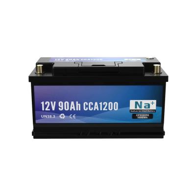 China 12V 90Ah Sodium Ion Starting Battery 1200CCA Bluetooth for Heavy Duty Trucks Marine and Generators for sale