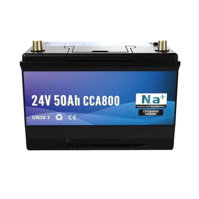 China 24V 50Ah Sodium-Ion Battery 800CCA Bluetooth Starting Power for Trucks Forklifts Marine for sale