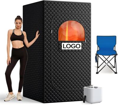 China Portable Sauna with Carbon Fiber and Ceramic Heating 600W Foldable Home Spa with RGB Mood Lighting for sale