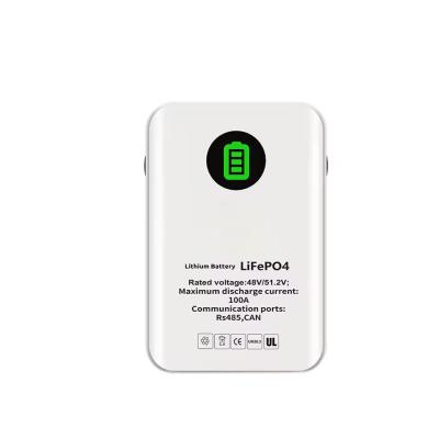 China Wall Mount LiFePO4 Battery 5.12kWh 51.2V 100Ah Smart BMS Solar Storage for Home Backup for sale