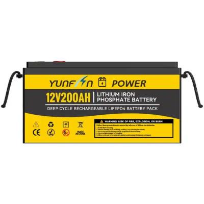 China 12V 200Ah LiFePO4 Deep Cycle Battery - 45kg RV Marine Solar Power Pack with 3000-5000 Cycle Life for sale