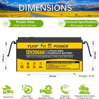 China 12V 200Ah LiFePO4 Deep Cycle Battery - 45kg RV Marine Solar Power Pack with 3000-5000 Cycle Life for sale