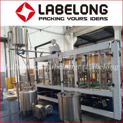China Small capacity 3000BPH Automatic beverage kiwi/orange juice PET /glass bottle hot filling/ bottling Machine for sale