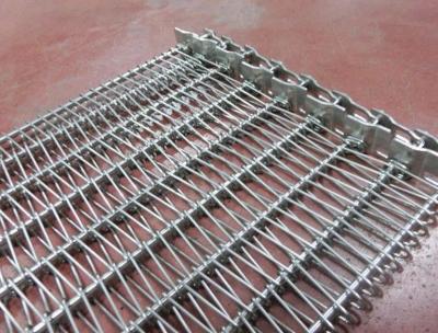 China Snacks Deep Fry Wire Ss Conveyor Belt With Baffle , Balanced Weave Belt for sale