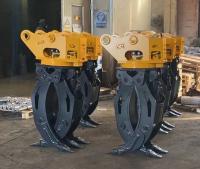 China Hydraulic Grapple Cat Doosan Hyundai Hitachi Volvo Sany Excavator Rotating Double Cylinder Wood Rotator Forestry Operations Grabber for sale