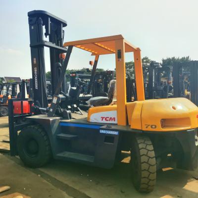 China Overall Dimensions Routine TCM 7 Ton Used Forklift with Hydraulic Distance Adjustment for sale