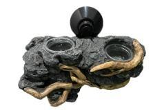 China High Security Bearded Dragon Water Dish 22.5cm Food Grade Resin with 3D Simulation Design for sale