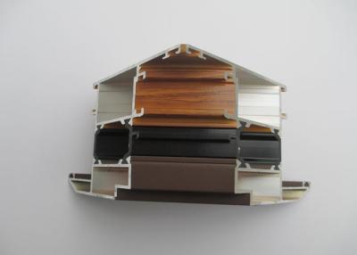 China Brown Wood Grain Aluminium Sliding Door Profiles Powder Coating 6063 Alloy 0.7-10mm Thickness for sale
