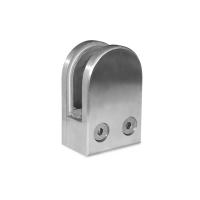 China Stainless Steel 316 D Shape Flat Base Glass Clamp for Balustrade Deck Railing 8mm 10mm for sale