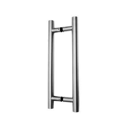 China Stainless Steel 304 Tubular Ladder Pull Handle for Glass Partition Door Mirror Polish 30mm for sale