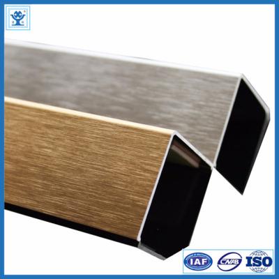 China Brushed Gold Color Anodized Aluminum Angle Profiles for Decoration Material for sale