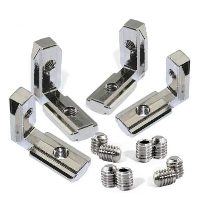 China 4040 L Shape 90 Degree Inside Hidden Corner Bracket for T Slot Aluminum Profile with Grub Screws for sale
