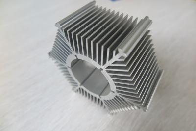 China LED Round Sunflower Extruded Aluminum Heat Sink Profile 6063-T5 with Silver Anodized Finish and Tapping for Street Lighting for sale