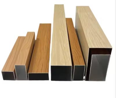 China Decorative Anodized Aluminum Square Tube T3-T8 Wood Grain Finish for Fence Panel Profile for sale