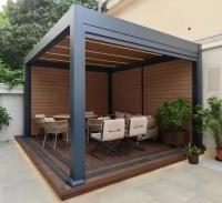 China Motorized Aluminum Louver Pergola 3x3m to 4.5x3.5m Waterproof UV-Proof Custom Garden Shelter for sale