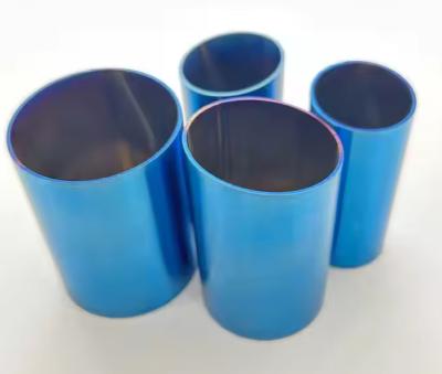 China PVD Coating Blue Stainless Steel Tube Brushing Treatment Chamfer Cutting for Motorcycle Exhaust Pipe Custom Size for sale