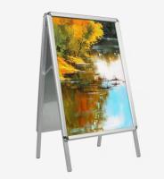China Custom Aluminum Double Sided A Frame Sign A1 Trade Show Poster Display Stand for sale