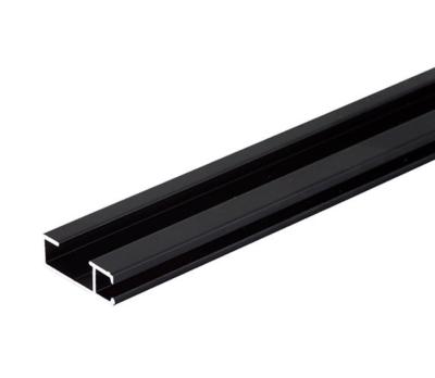 China Custom 6063 Aluminum Extrusion Black Anodized Rail Profile for Picture Hanging and Wall Decoration for sale
