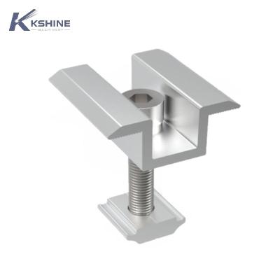 China Custom AL6005-T5 Anodized Aluminum Solar Panel Mid Clamp with SUS304 Bolt for Rooftop and Ground PV Module Mounting Systems for sale