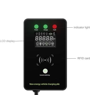 China 5 Gears Shift LED Screen Wall Mounted EV Charging Station 32A AC220V Adjustable Current for sale