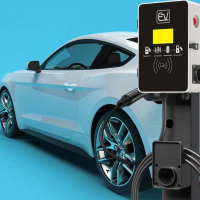 China Wall Mounted 22kW AC EV Charger Type 2 with LED Display and Swipe Card IP67 Home Use for sale